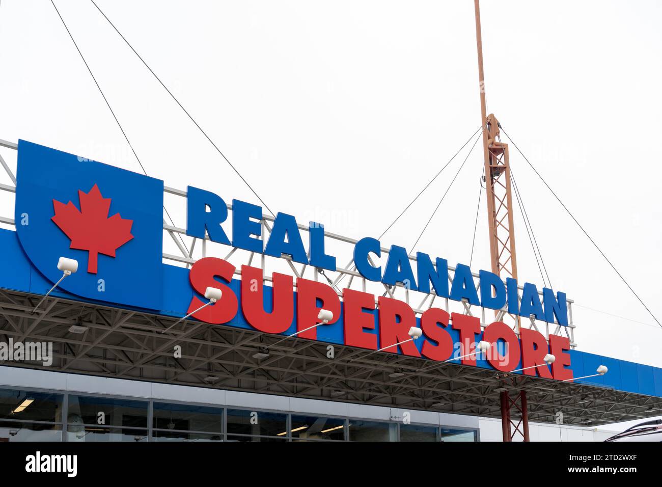 Closeup of the Real Canadian Superstore sign on the building is shown ...