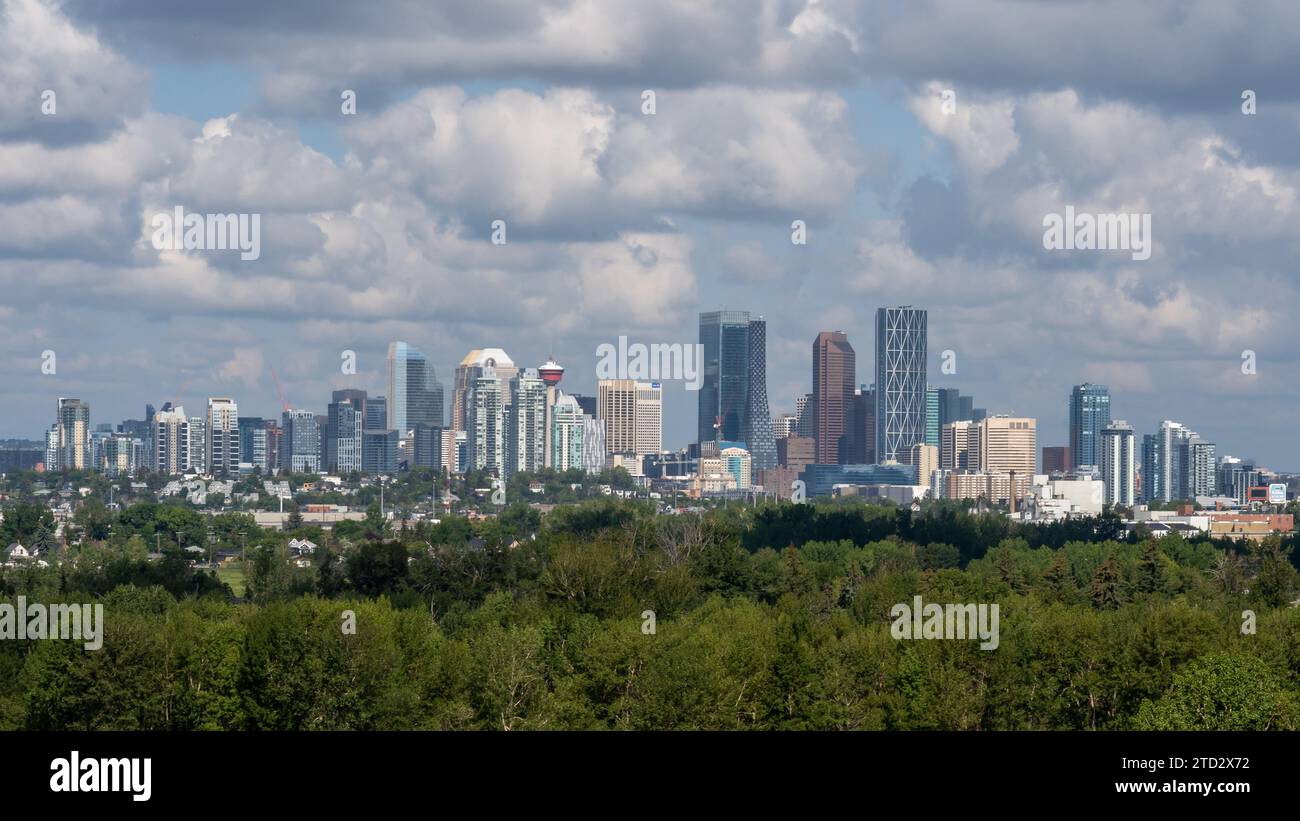 Calgary city skyline view from a hill. Calgary, Alberta, Canada Stock ...