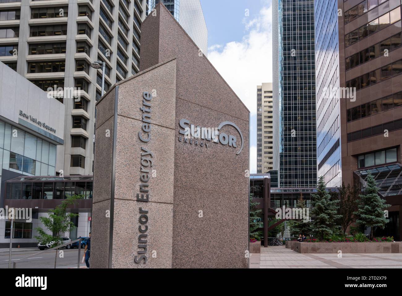 Suncor Energy sign outside headquarter in downtown Calgary, Alberta ...