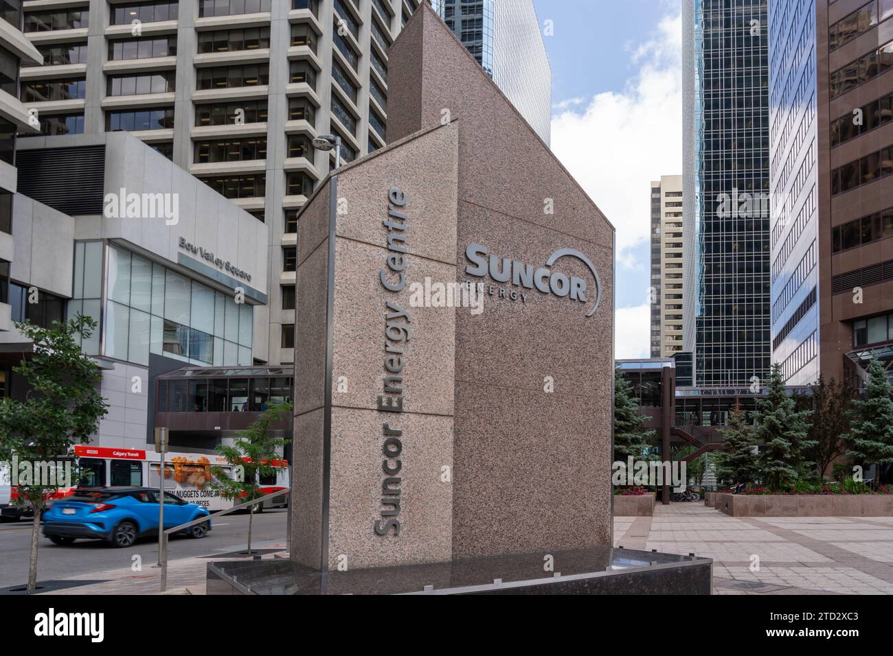 Suncor Energy sign outside headquarter in downtown Calgary, Alberta ...