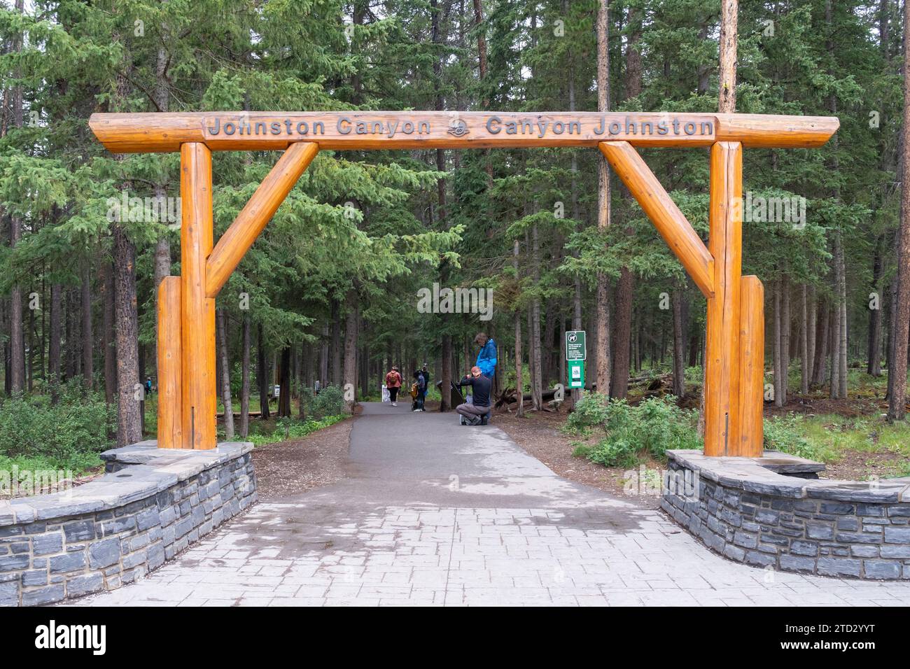 People hiking in Johnston Canyon in Banff National Park, Alberta ...