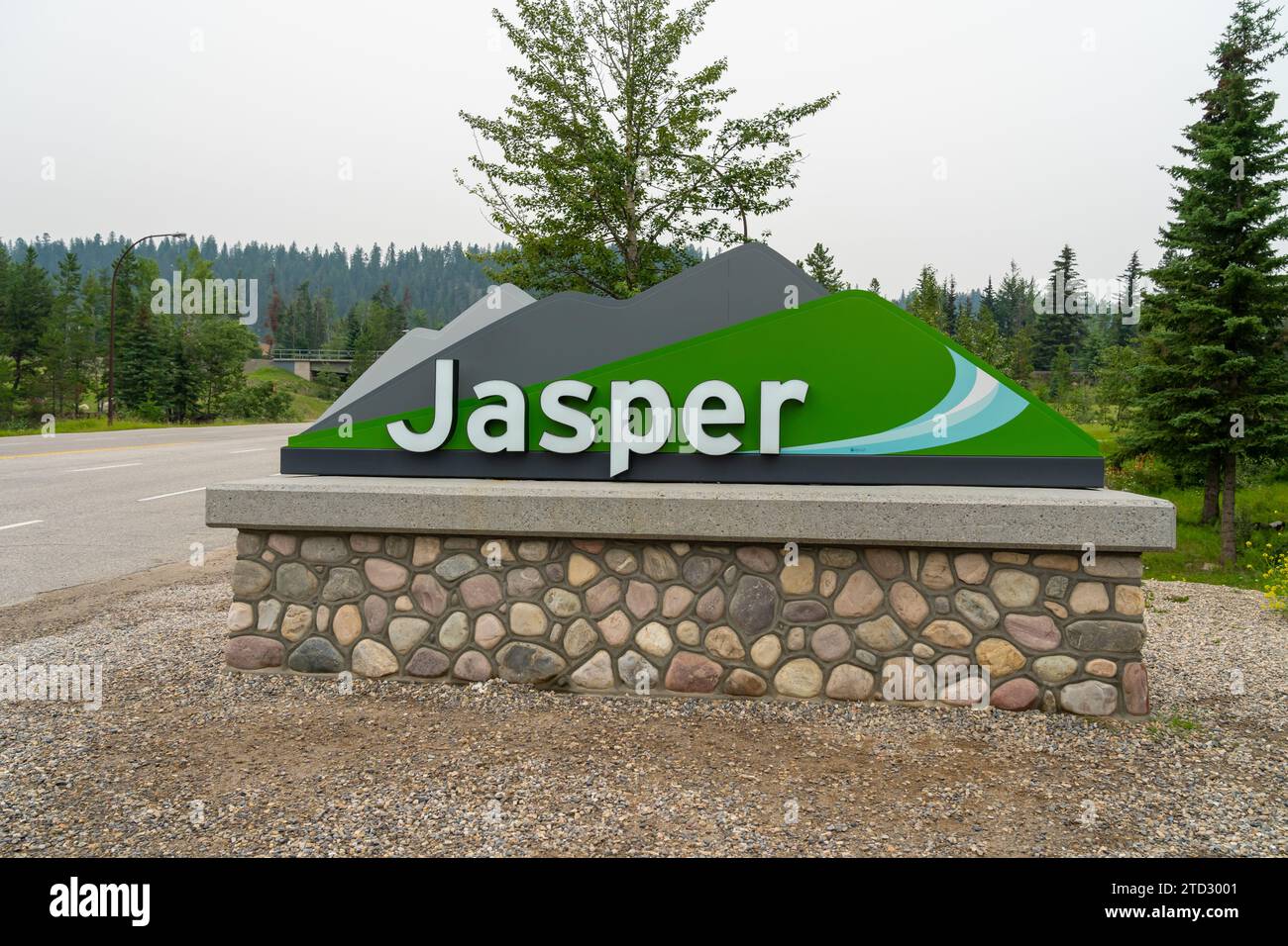 The town of Jasper welcome sign in Alberta, Canada - July 12, 2023 Stock Photo - Alamy