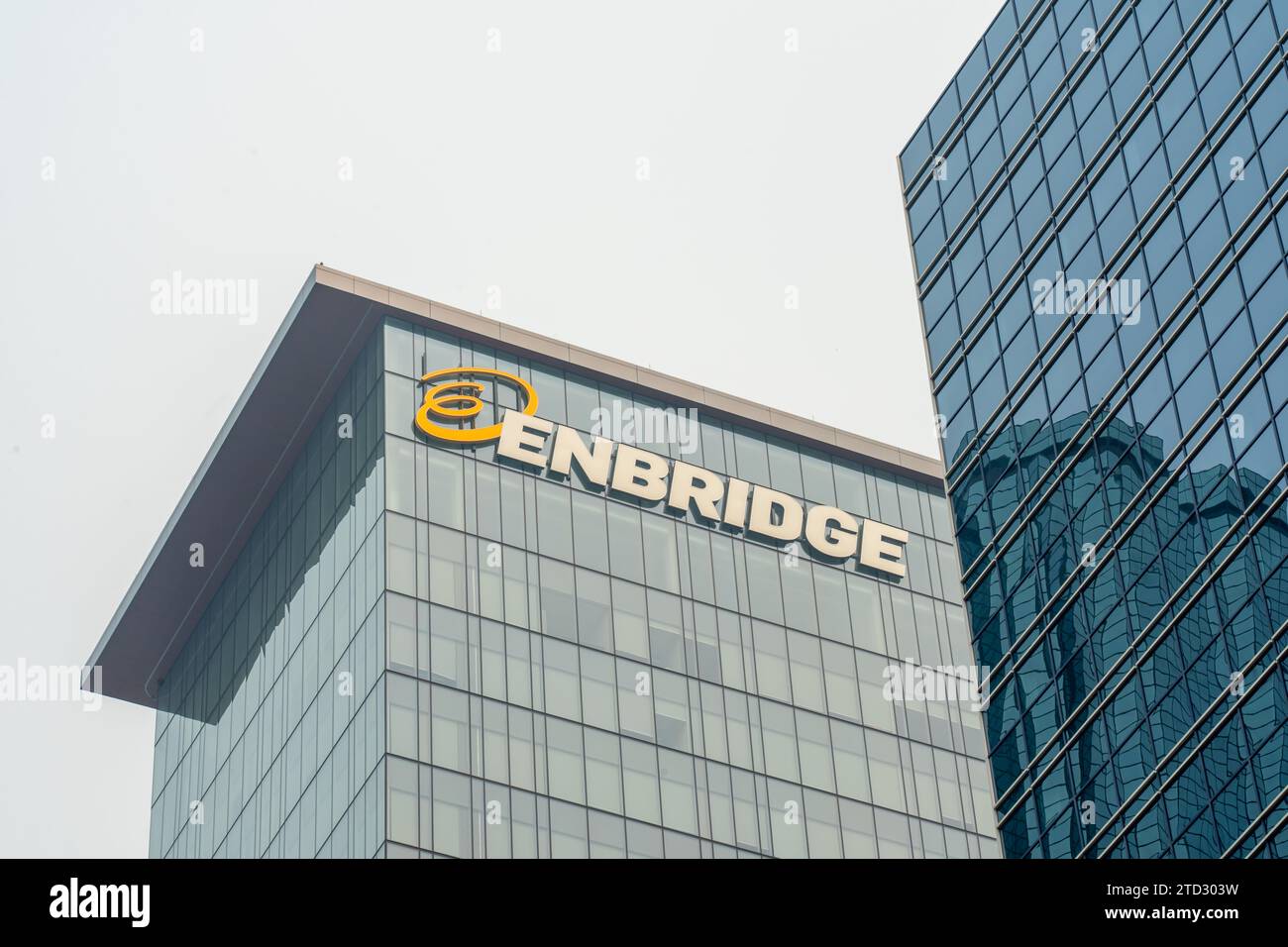 Enbridge logo and sign on the Enbridge Centre building in Edmonton ...