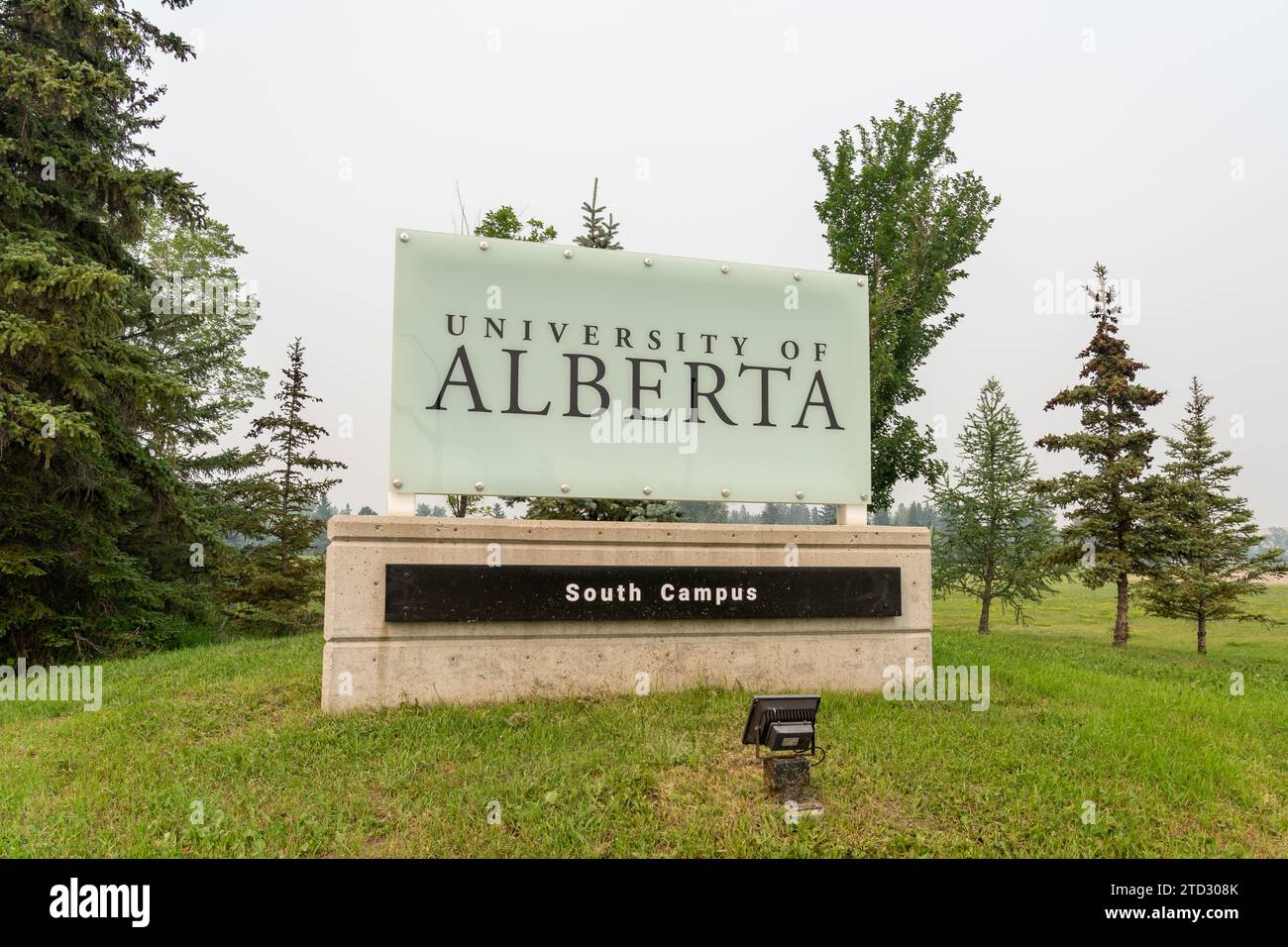 University of Alberta ground sign at South Campus in Edmonton, Alberta ...