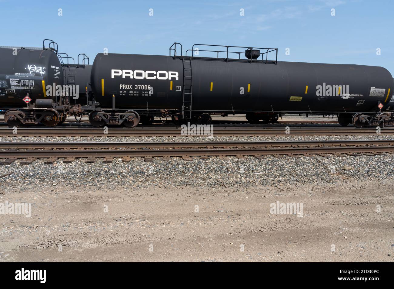 Procor shipping cars are seen in Regina, Saskatchewan, Canada Stock ...