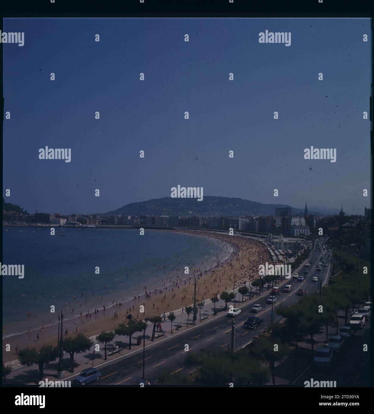 San Sebastián, 1968 (CA.). View of Playa de la Concha, the promenade ...