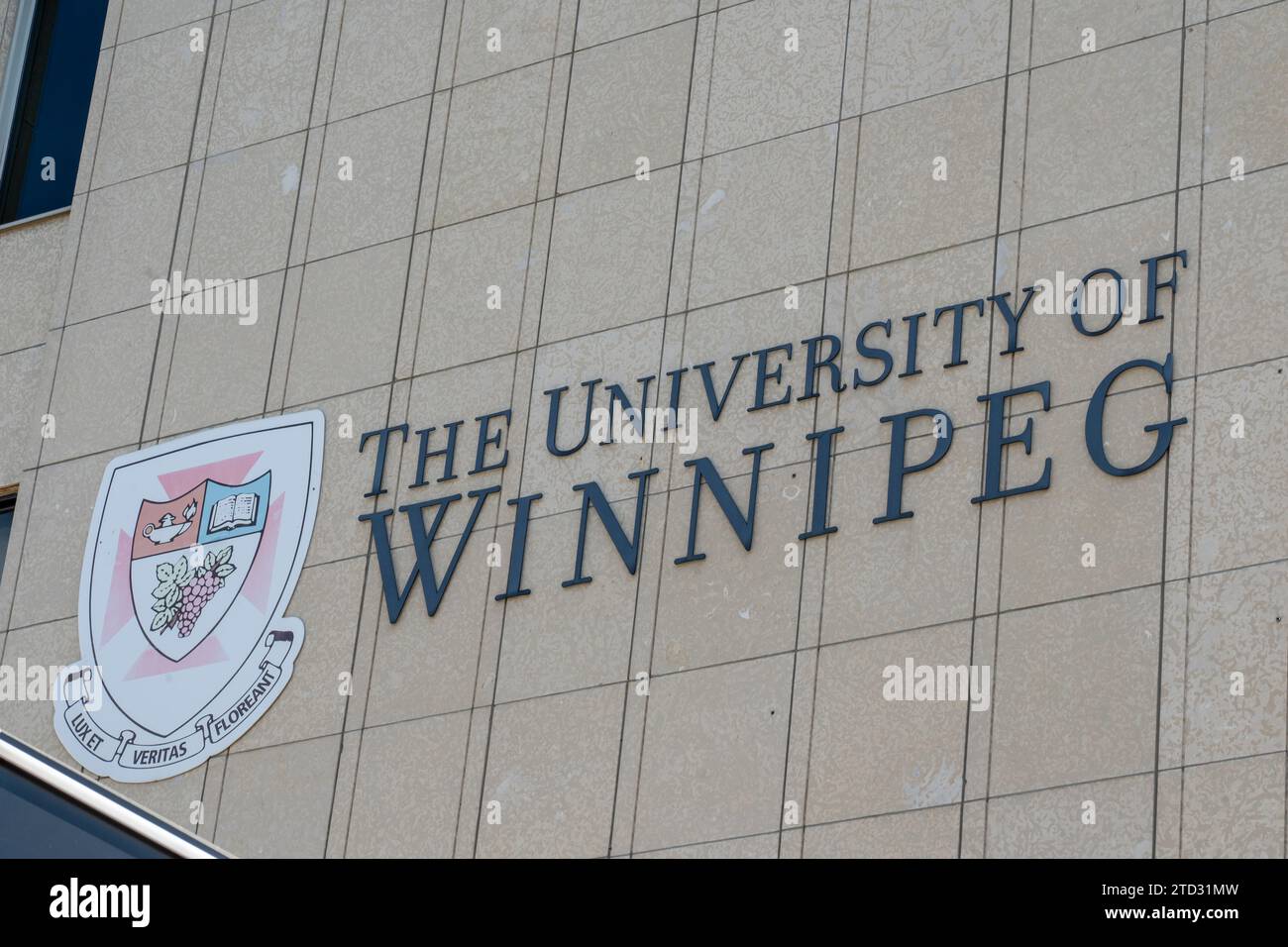The University of WINNIPEG logo and sign on the building in Winnipeg ...