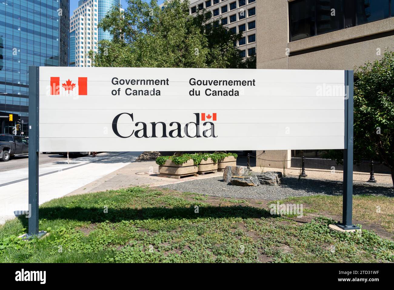 Government of Canada logo sign is shown in Winnipeg, Manitoba, Canada ...