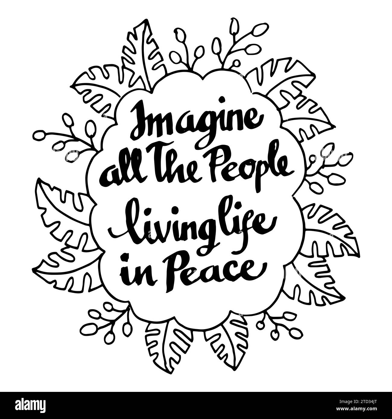 Hand lettering motivational quote of peace illustration vector Stock ...