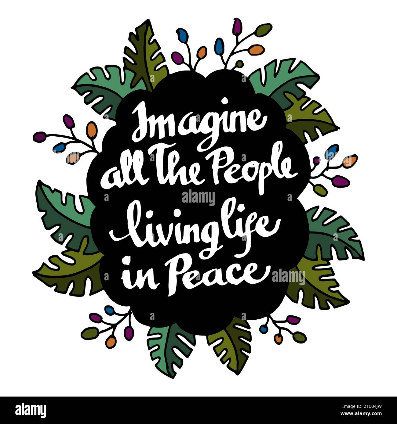Hand lettering motivational quote of peace illustration vector Stock ...