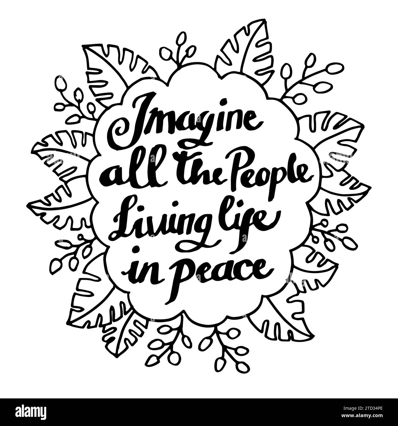 Hand lettering motivational quote of peace illustration vector Stock ...