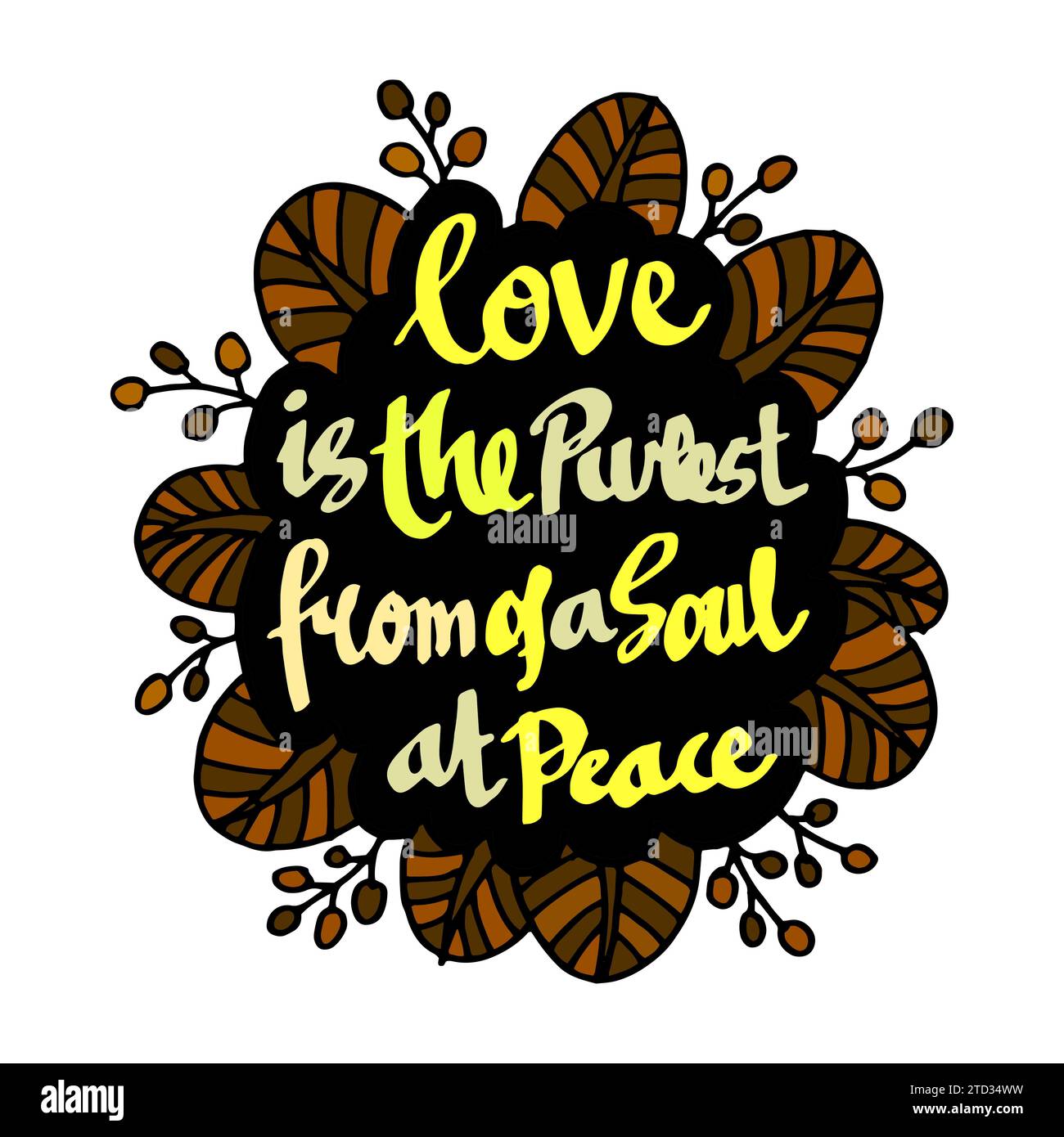 Hand lettering motivational quote of peace illustration vector Stock ...