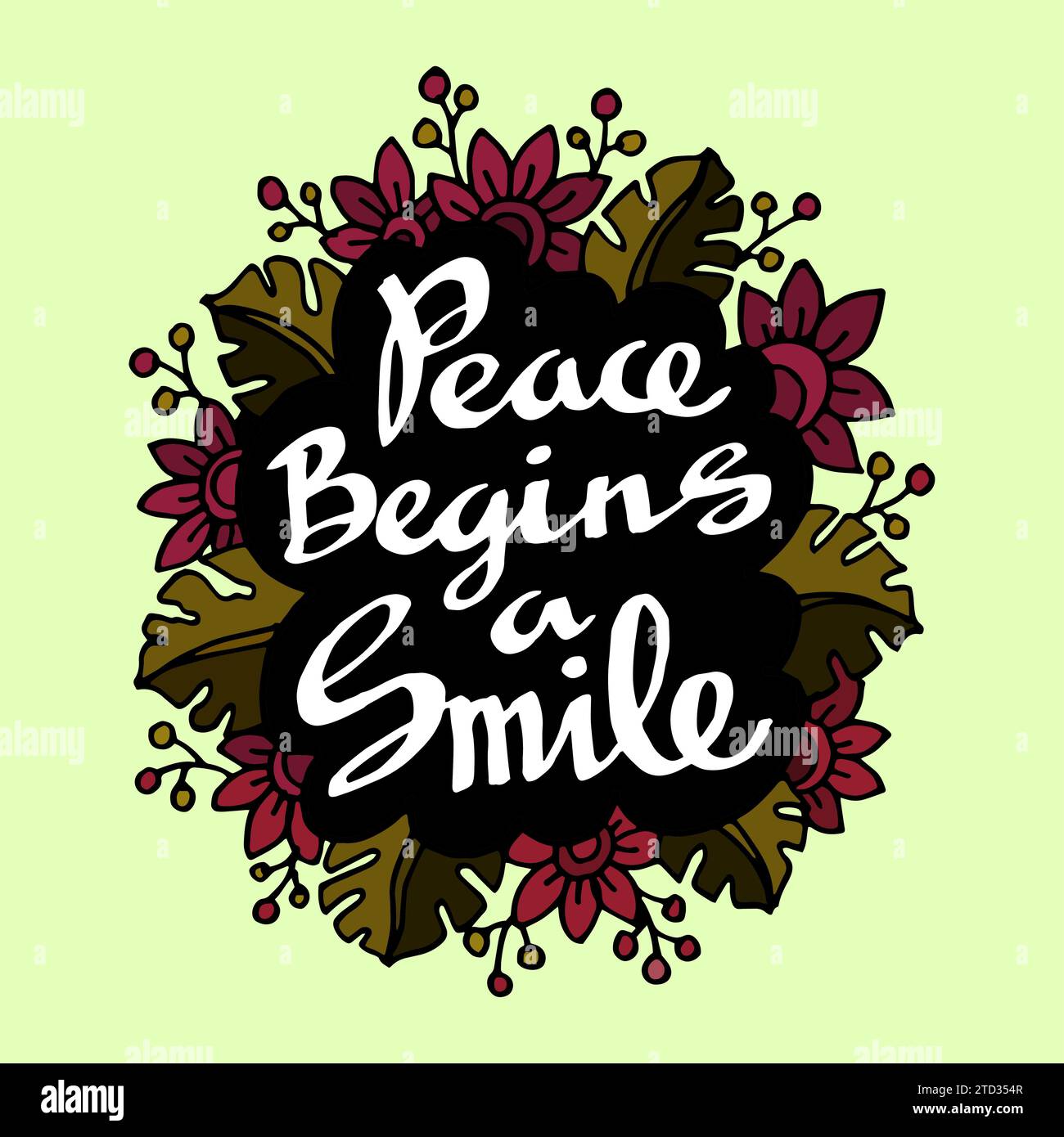 Hand lettering motivational quote of peace illustration vector Stock ...