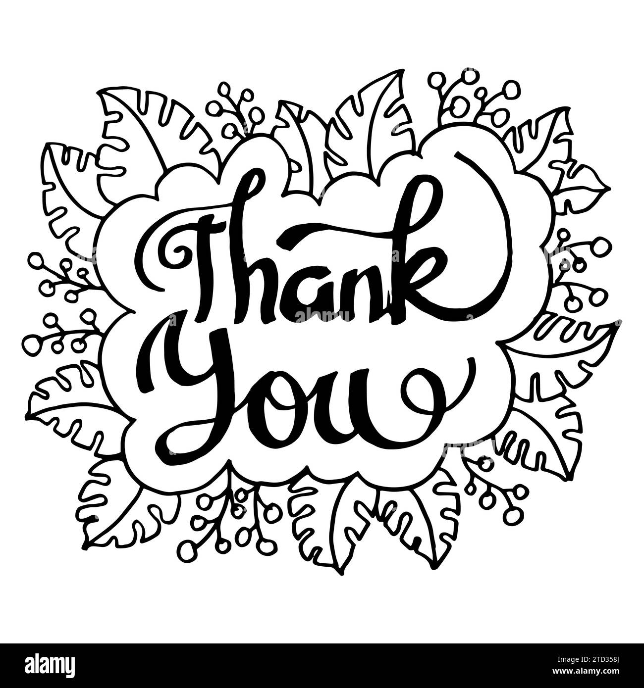Hand lettering typography of thank you illustration vector design Stock ...