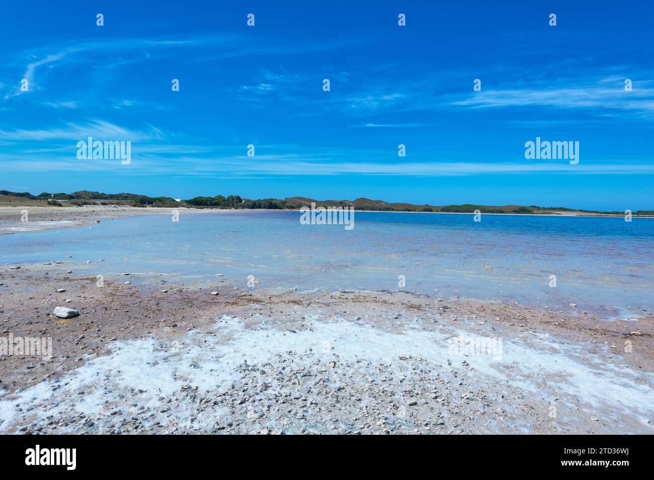 Scenic view of a salt lake on Rottnest Island or Wadjemup, Western ...