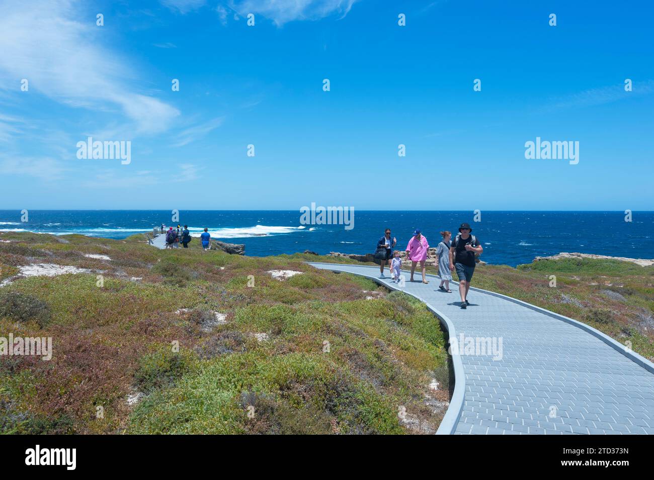 Tourists on a boardwalk at Cape Vlamingh, West End, Indian Ocean ...