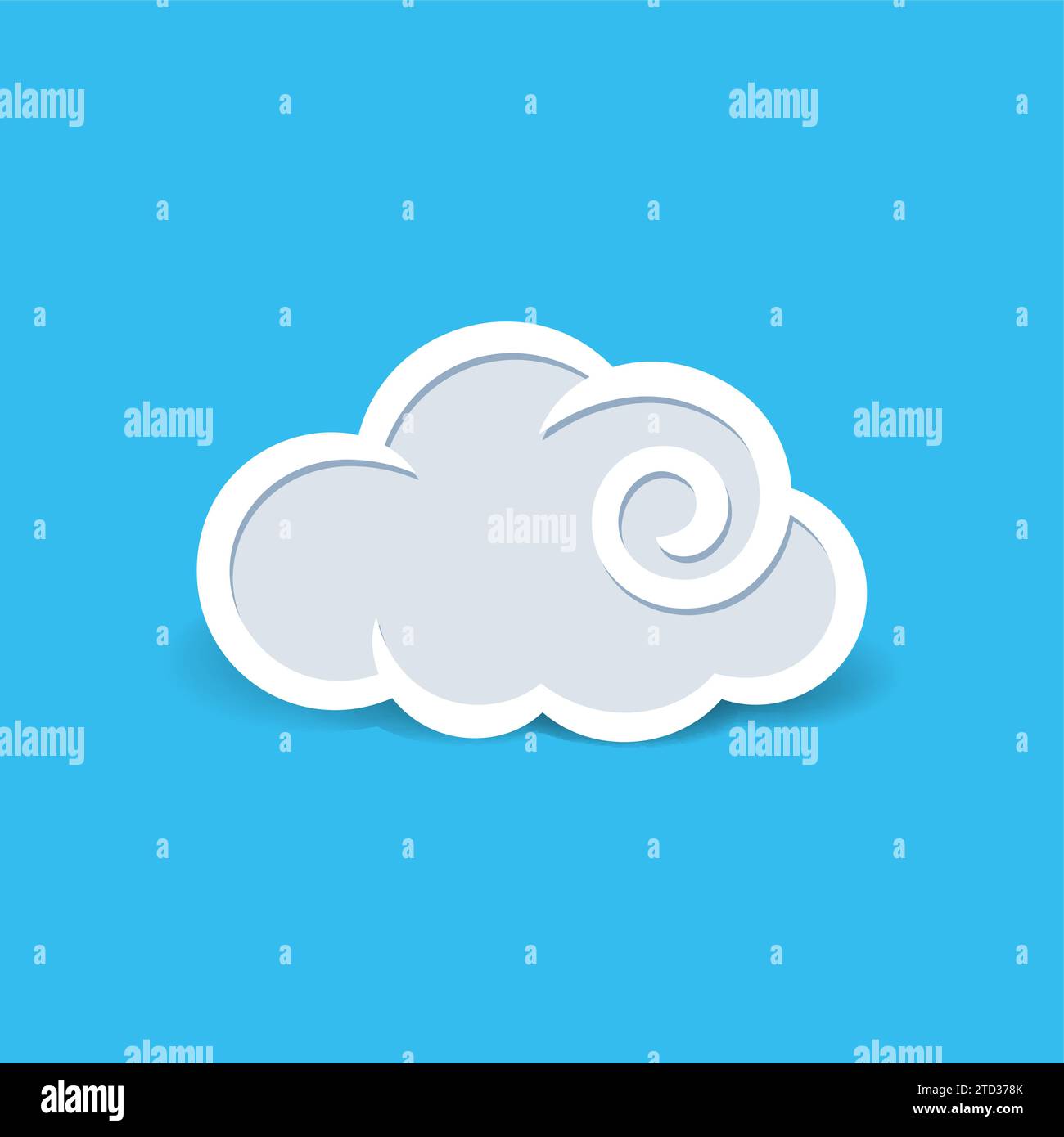 Papers Clouds with Shadow Effect Isolated on Blue Backdrop. Cute ...