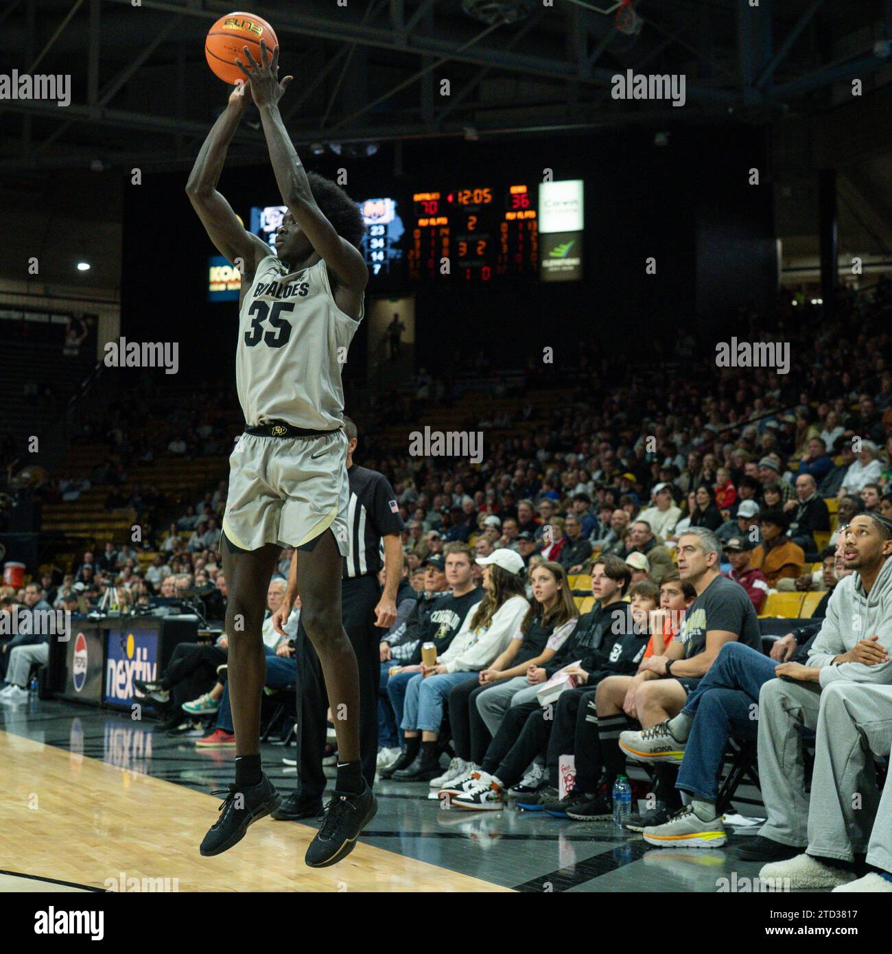 December 15, 2023: Colorado Buffaloes forward Assane Diop (35) shoots a ...