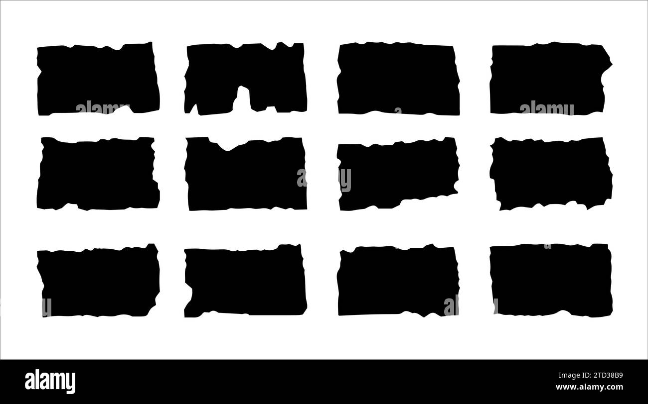 Black torn paper design elements. Set of vector icons Stock Vector ...