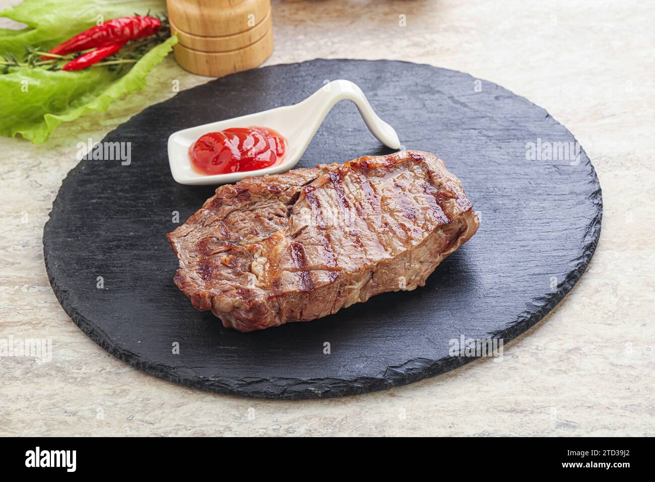 Grilled prime rib-eye steak beef meat Stock Photo - Alamy