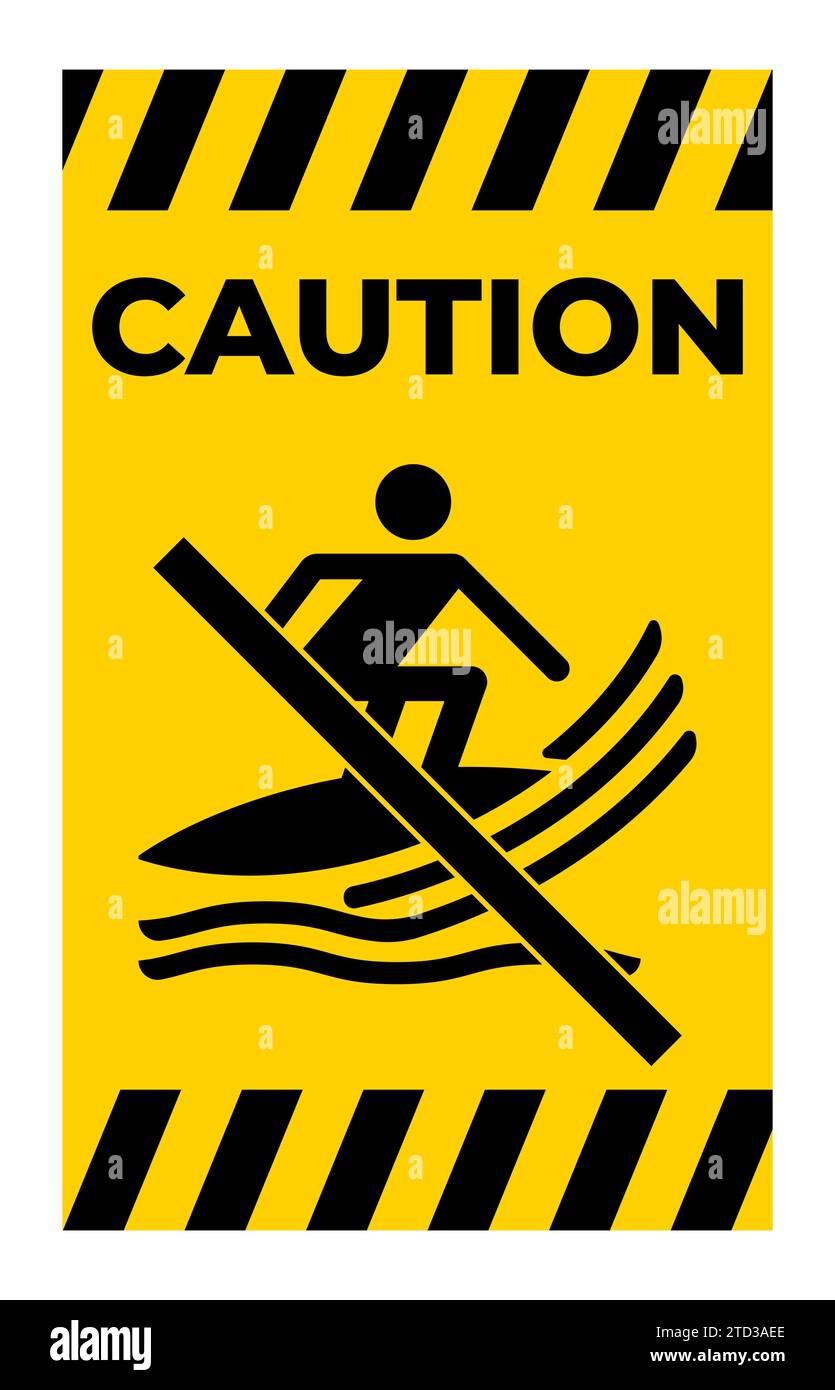 Attention Beach Safety Sign No Surfing Stock Vector Image & Art - Alamy
