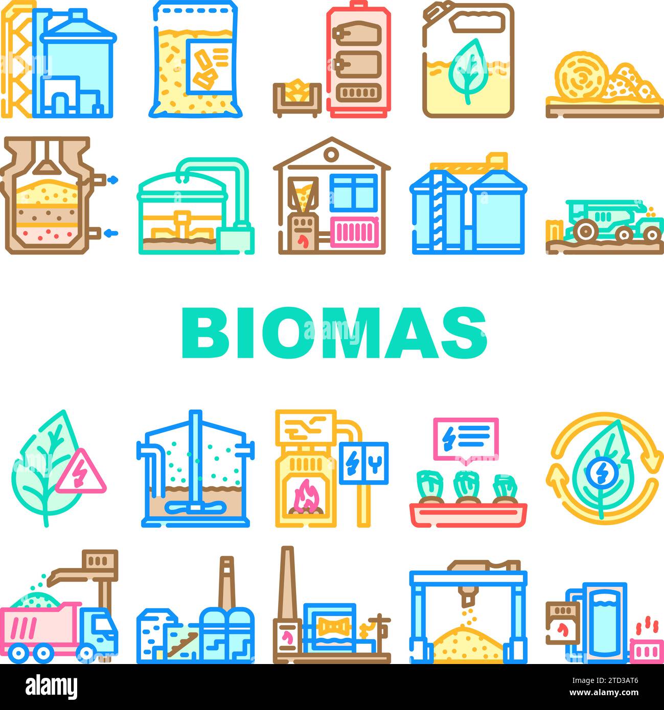 biomass energy plant green icons set vector Stock Vector Image & Art - Alamy