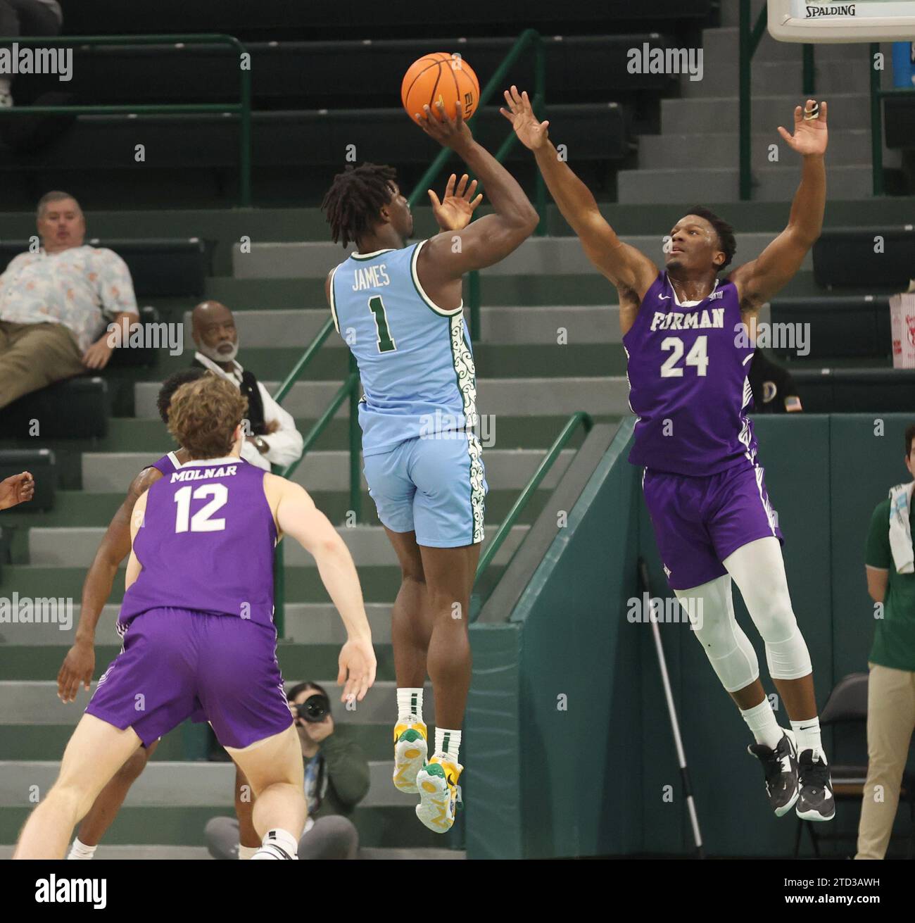 Tulane Green Wave guard Sion James (1) shoots a layup against Furman ...