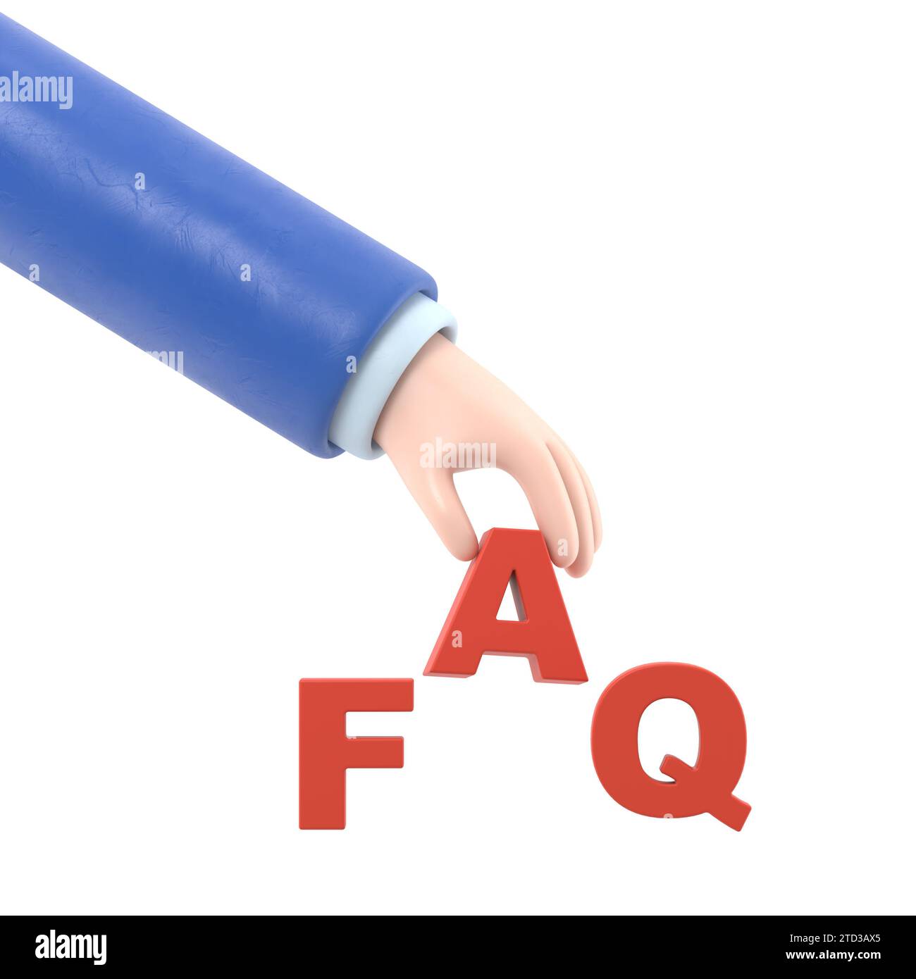 3d hand and word FAQ concept,Cartoon Gesture Icon Mockup. 3D rendering ...