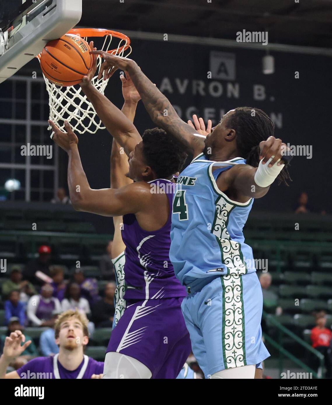Tulane Green Wave forward Kevin Cross (24) blocks Furman Paladins ...