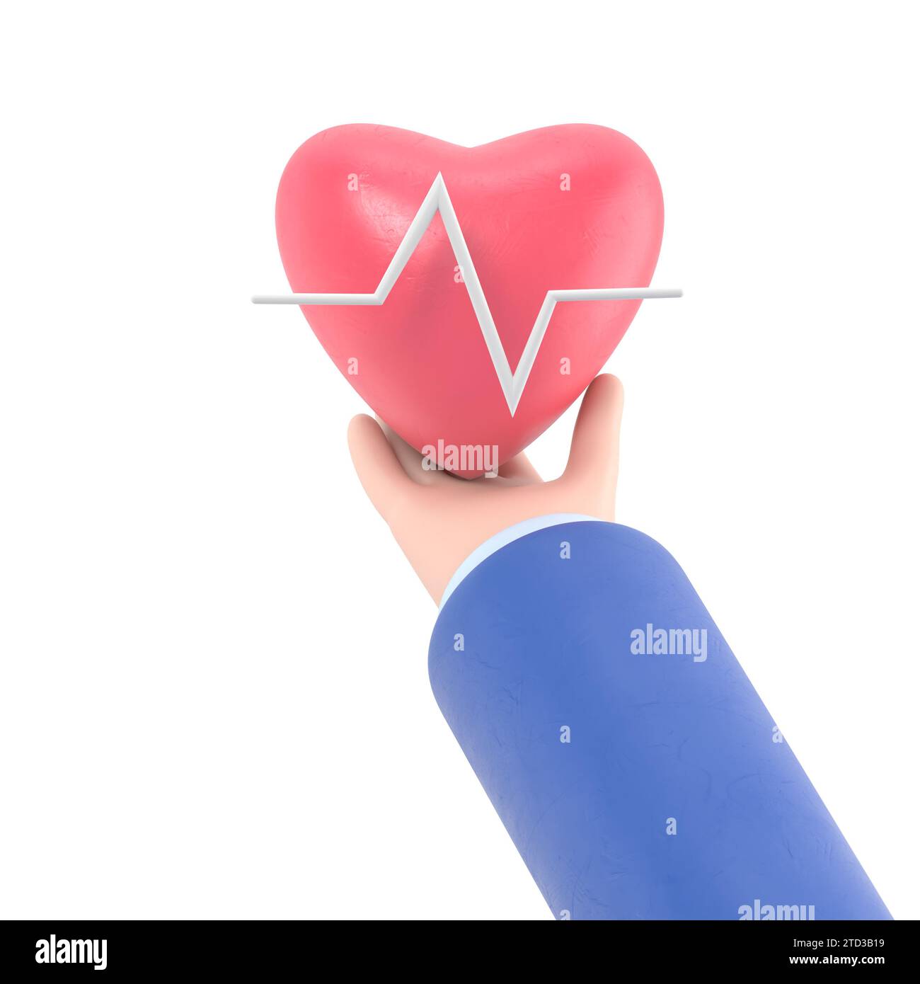 3d render. Medical heart rate icon. Doctor or cardiologist cartoon hand ...