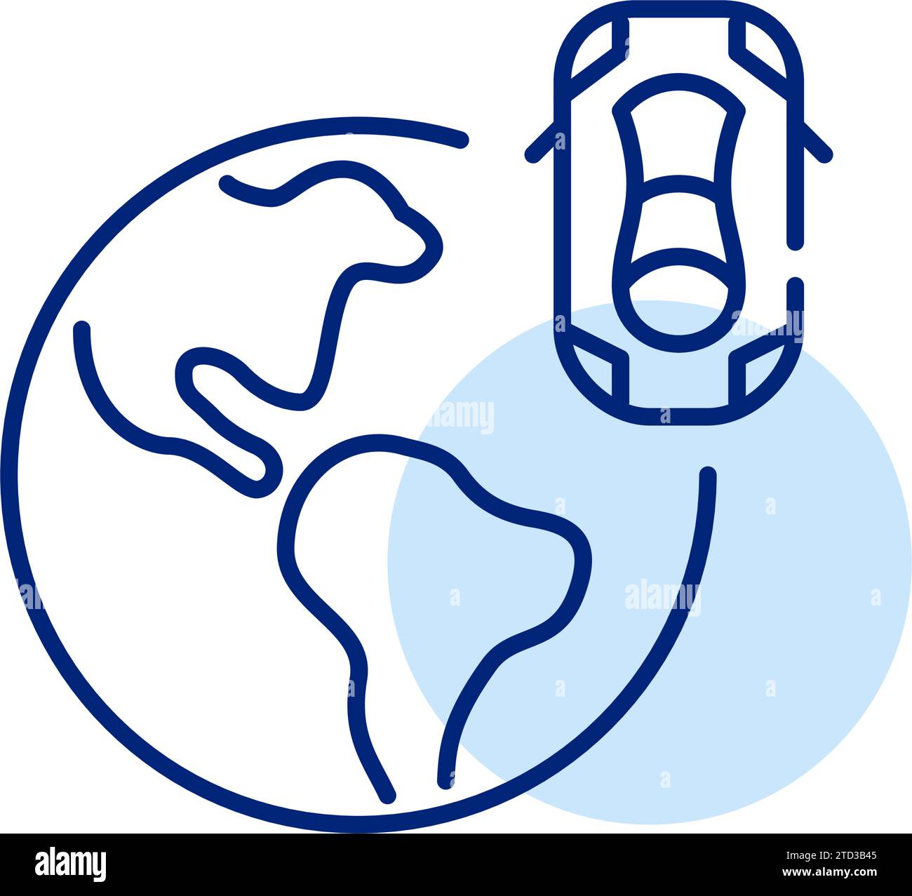 Earth globe and car top view. International car rental service. Pixel ...