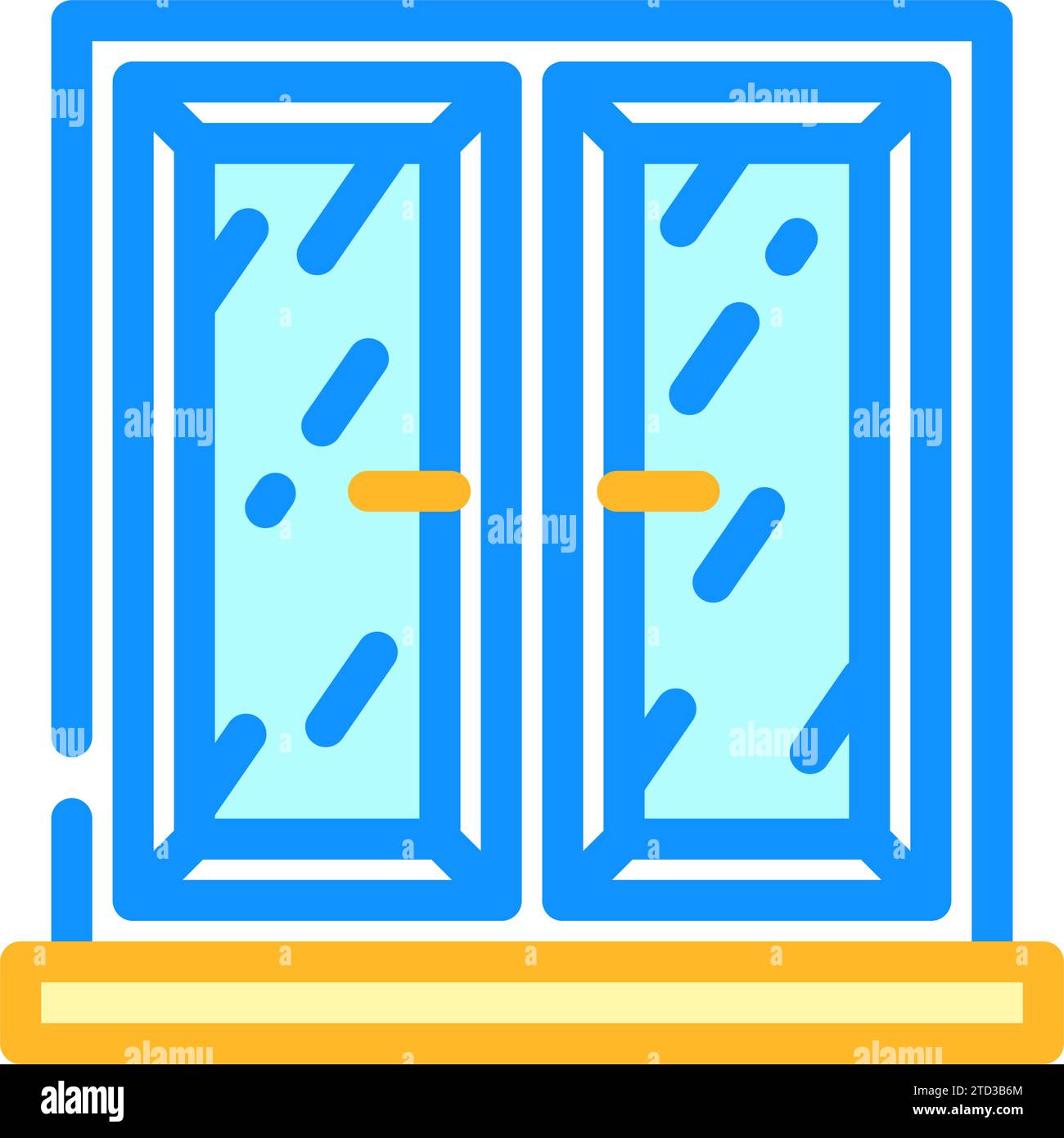 Person hanging poster window Cut Out Stock Images & Pictures - Alamy