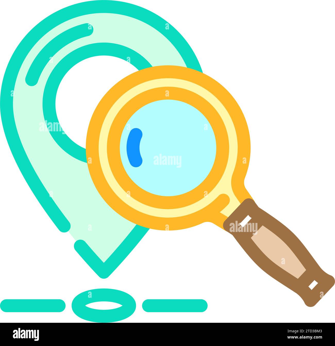 geolocation marker magnifying glass color icon vector illustration ...