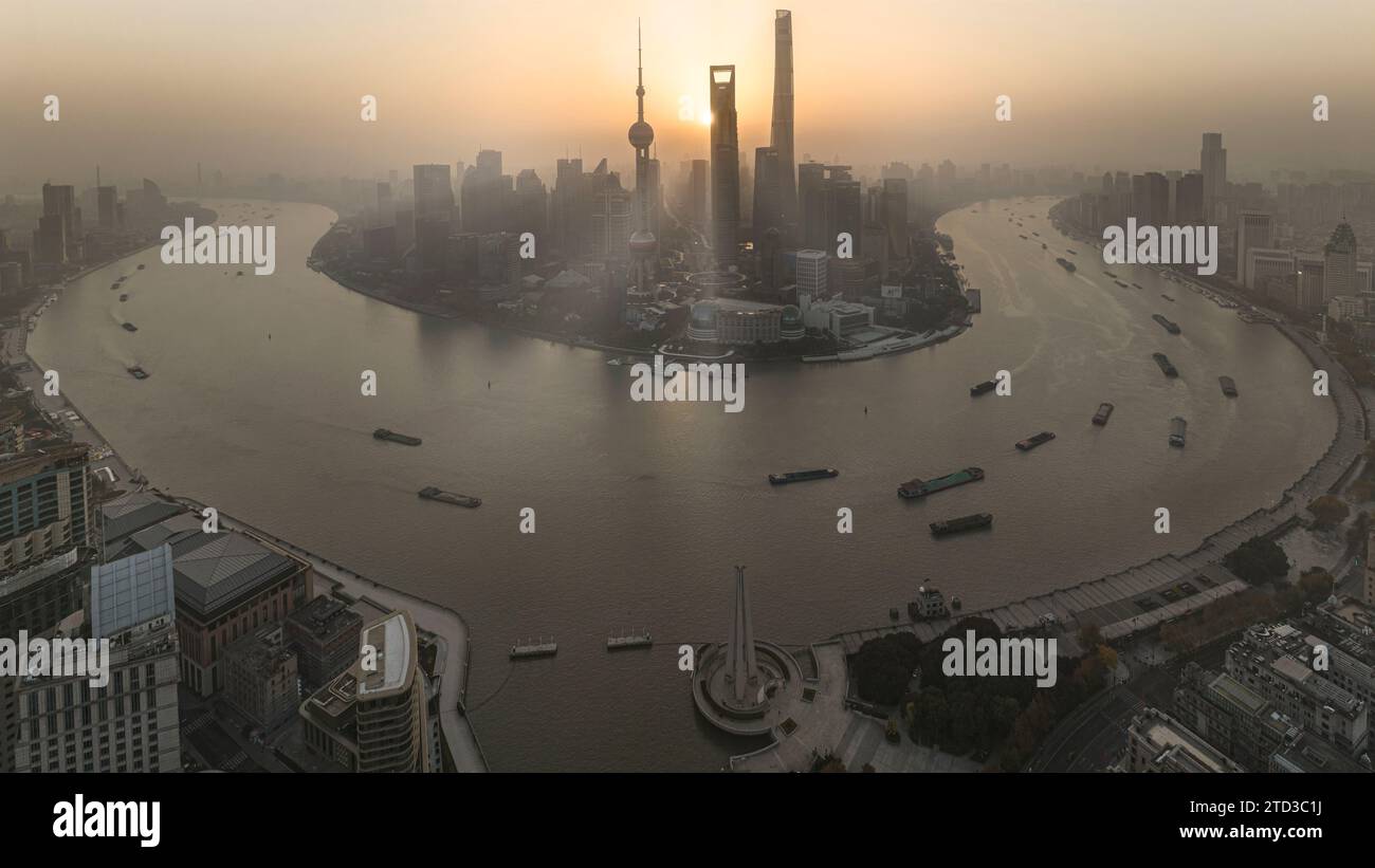 Aerial view of Shanghai at sunrise Stock Photo - Alamy