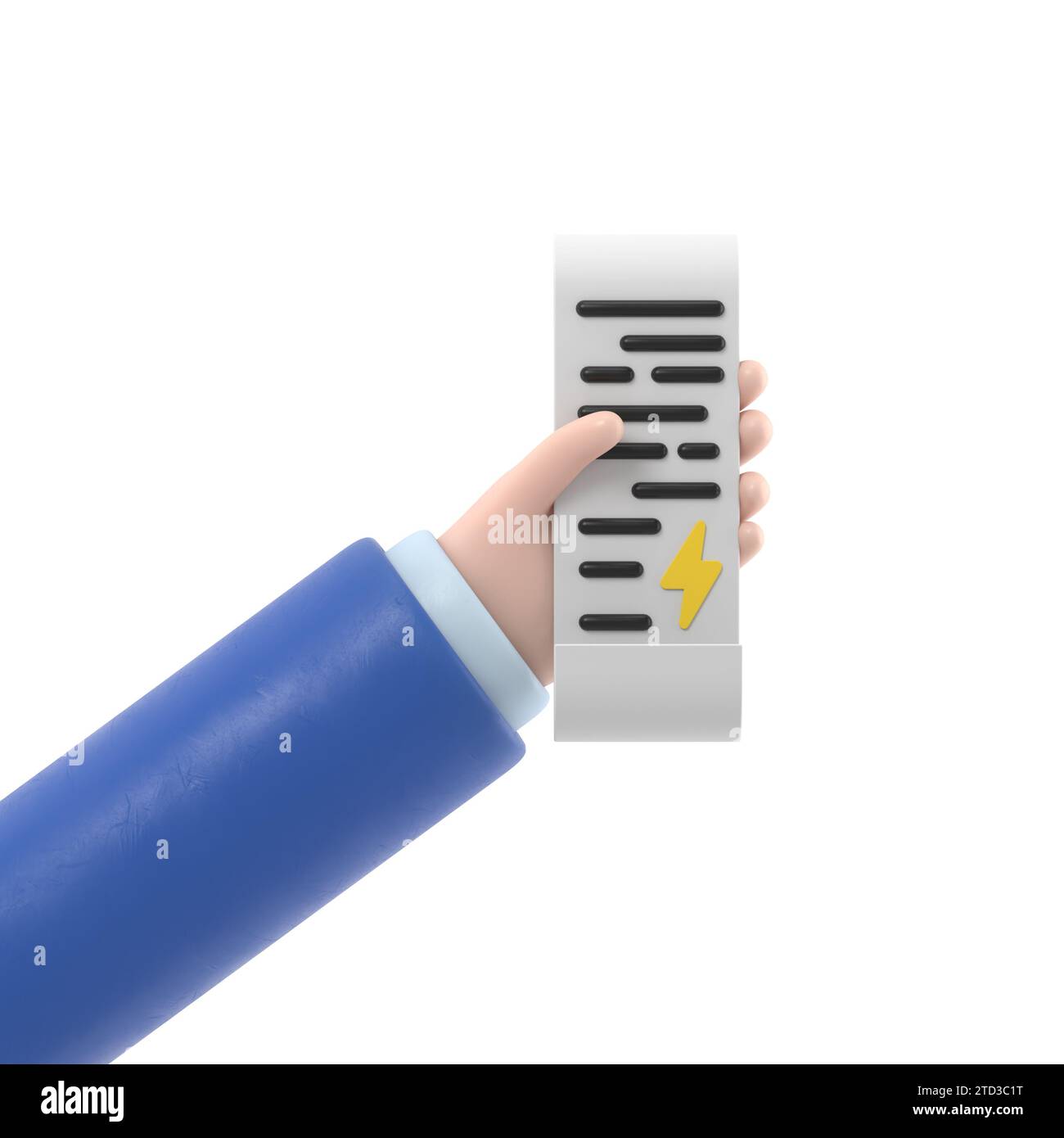 3d female hand holds payment energy bill paper invoice icon design ...