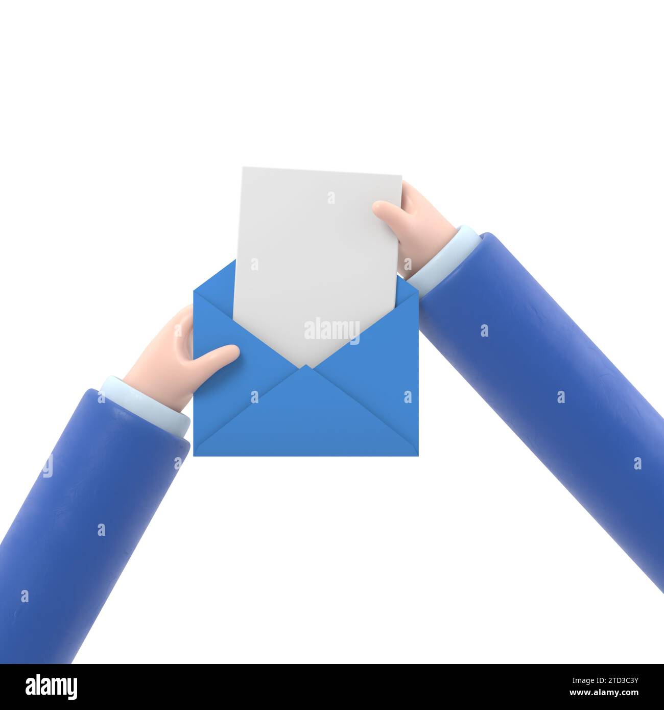 Cartoon Gesture Icon Mockup.hand pulls from envelope a sheet of empty ...