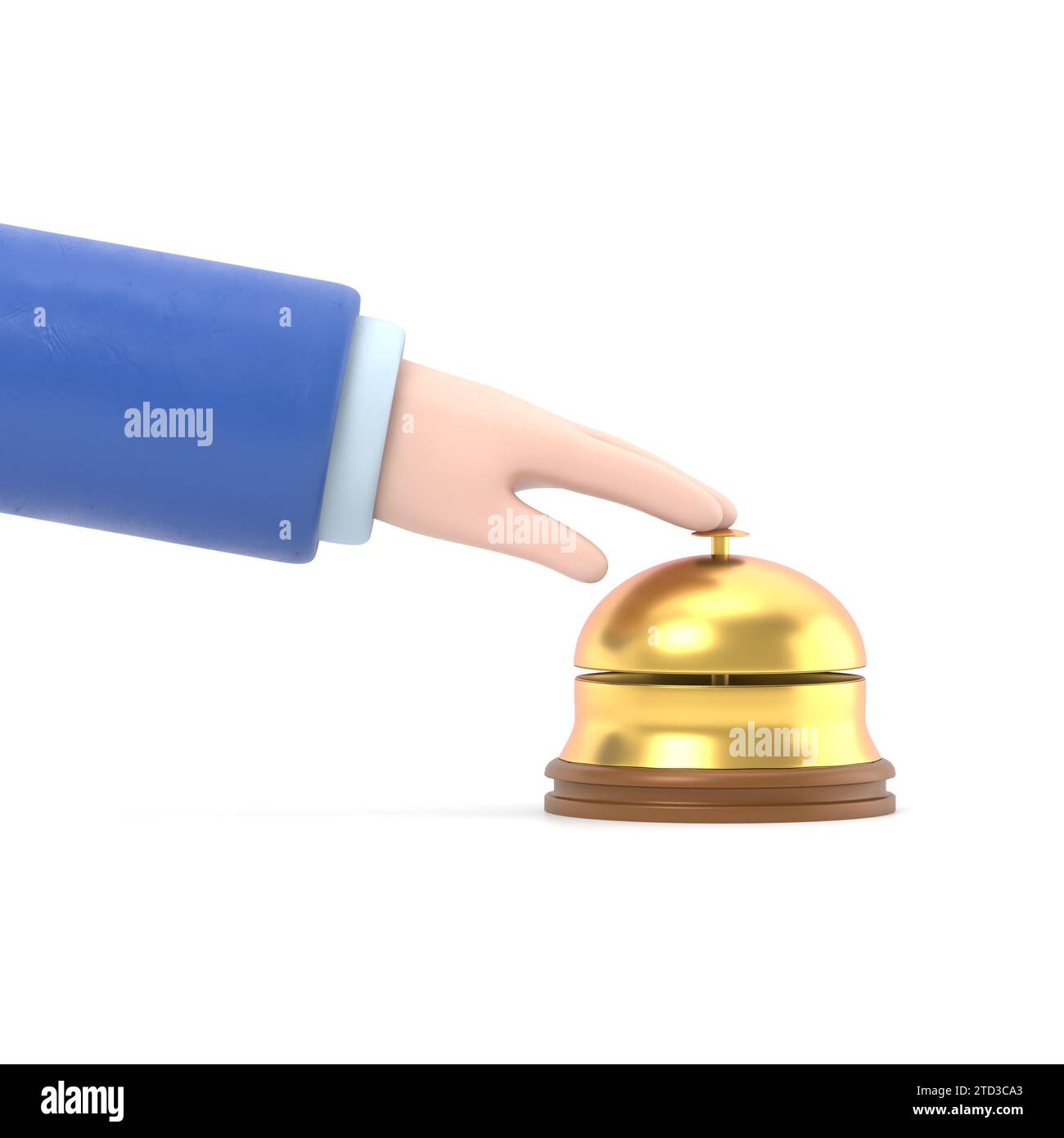 Male hand pressing service bell. Service bell,flat design style. 3d ...