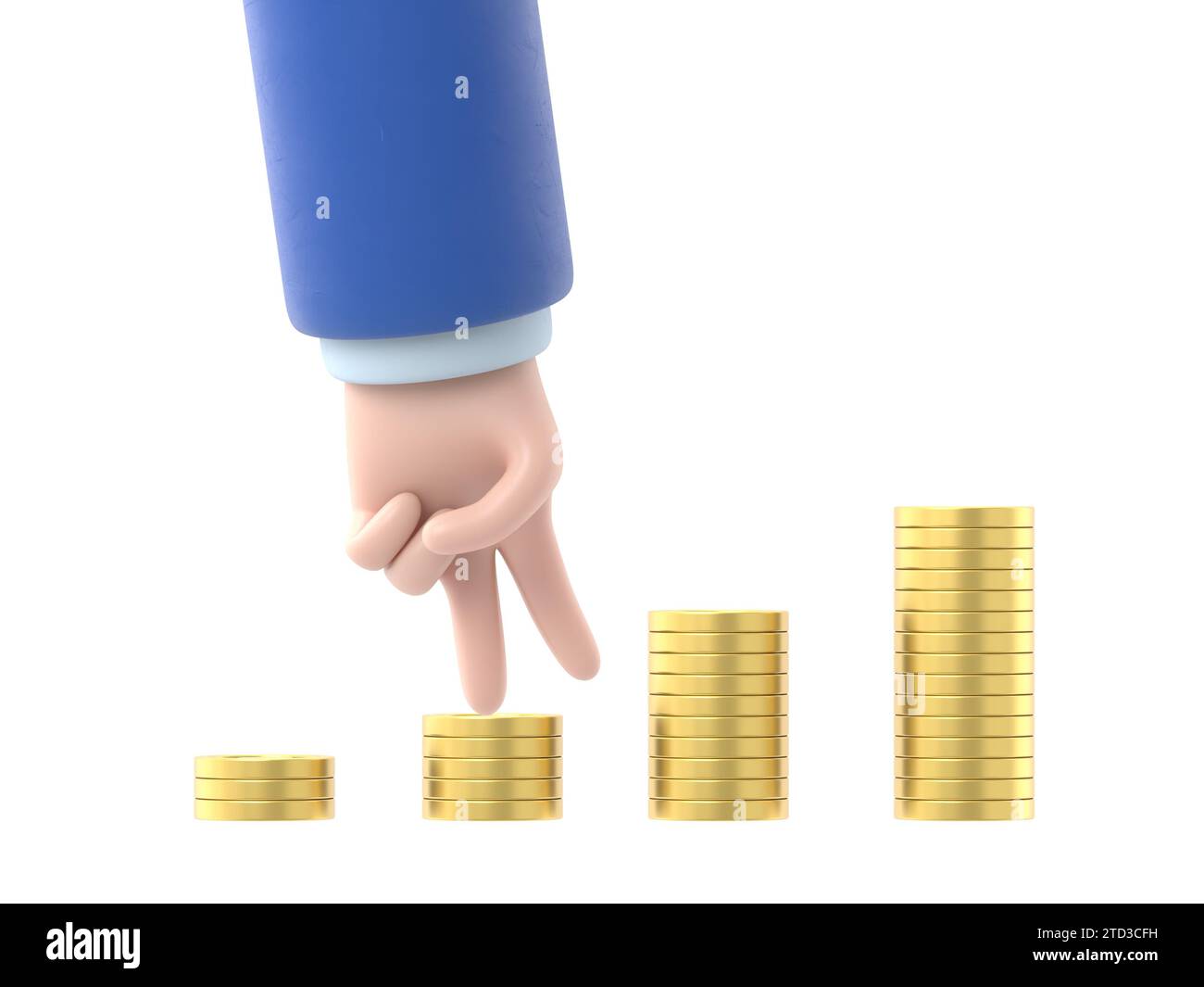 Money staircase concept. Businessman walk fingers over the stock of ...