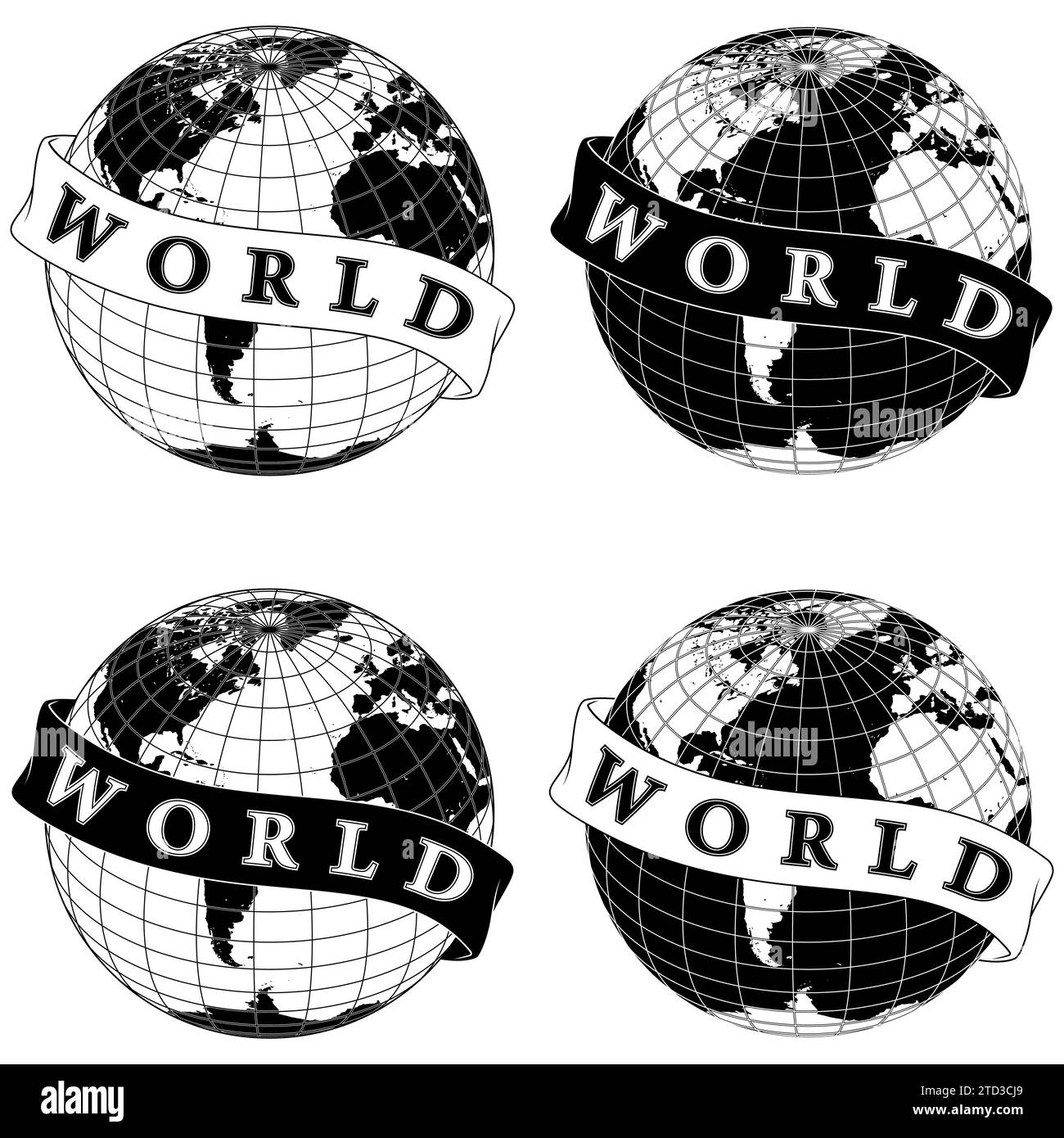 Vector Design Of Planet Earth Surrounded With Ribbon Earth Sphere