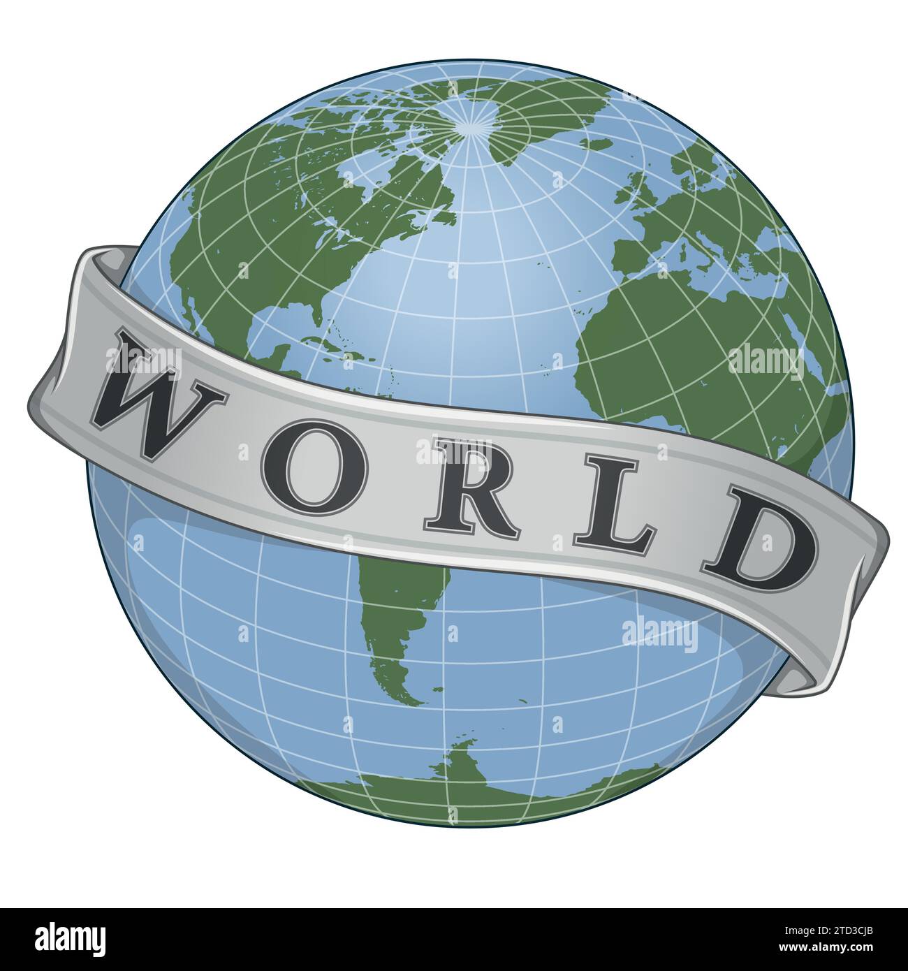 Vector design of planet earth surrounded with ribbon, earth sphere ...