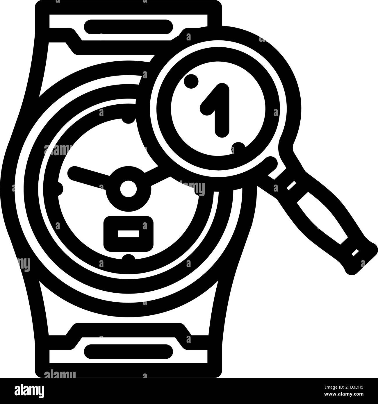 Black line magnifying glass clock Stock Vector Images - Alamy