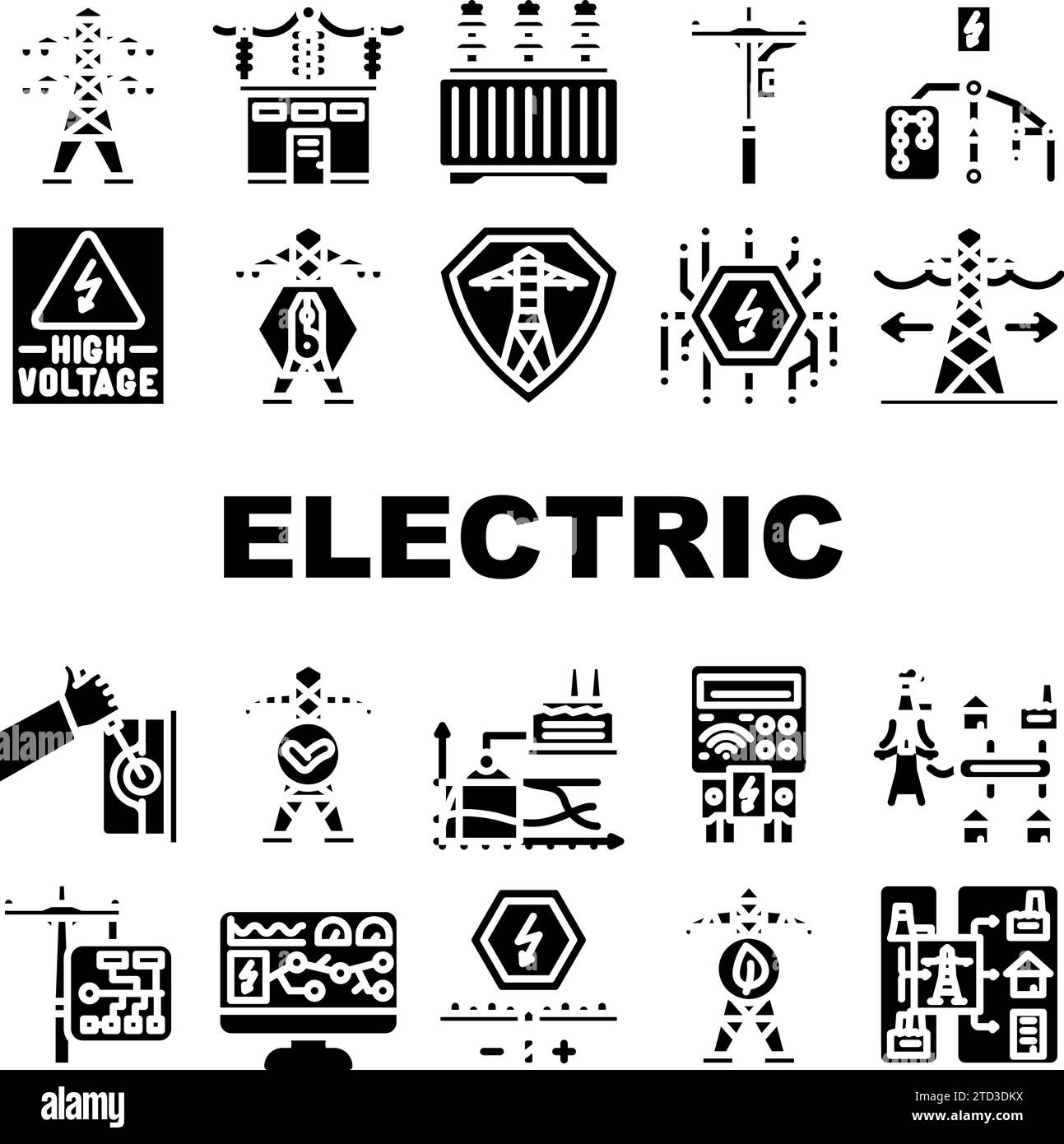 electric grid energy power icons set vector Stock Vector Image & Art ...