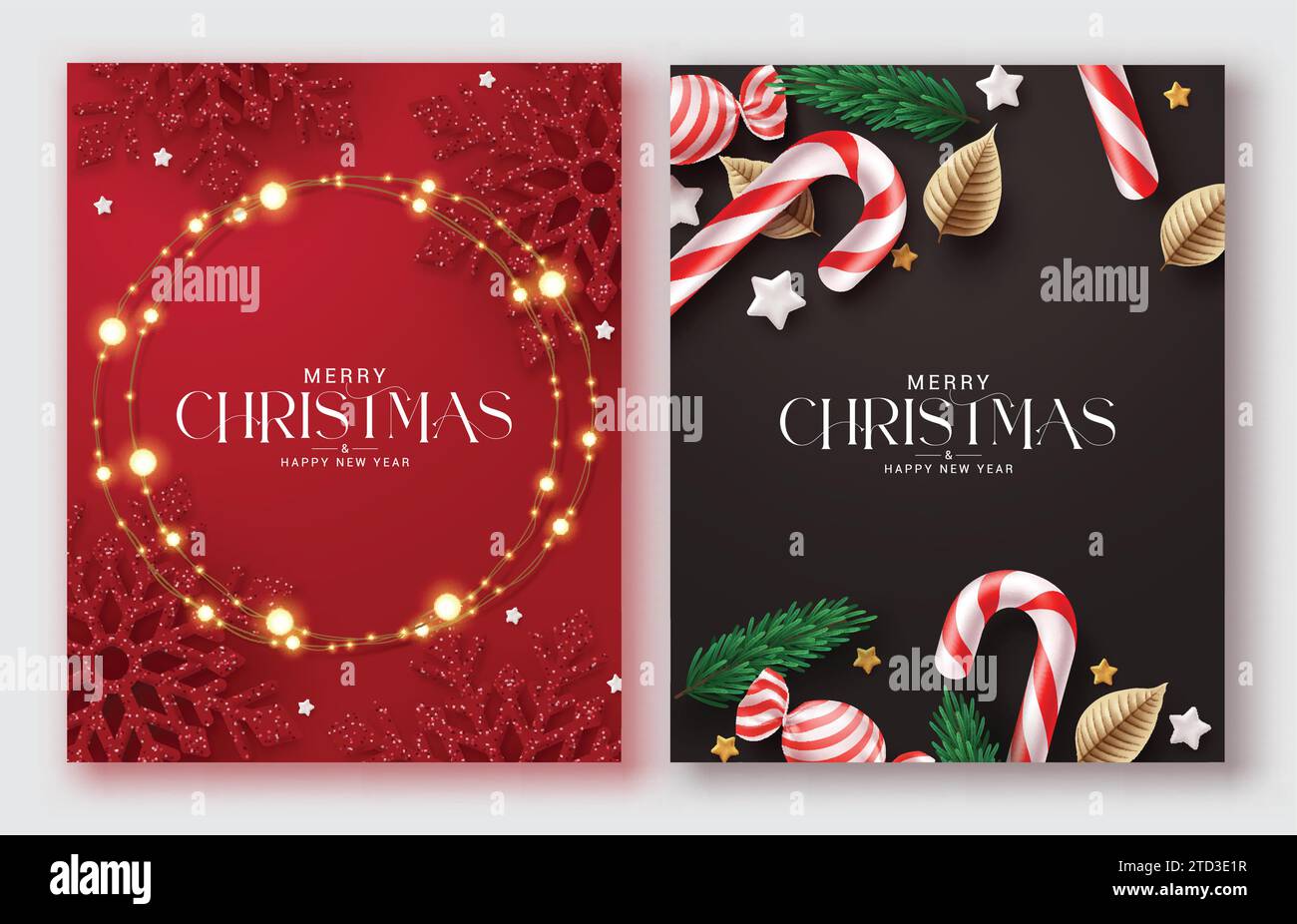 Merry christmas greeting text vector poster set. Christmas greeting ...