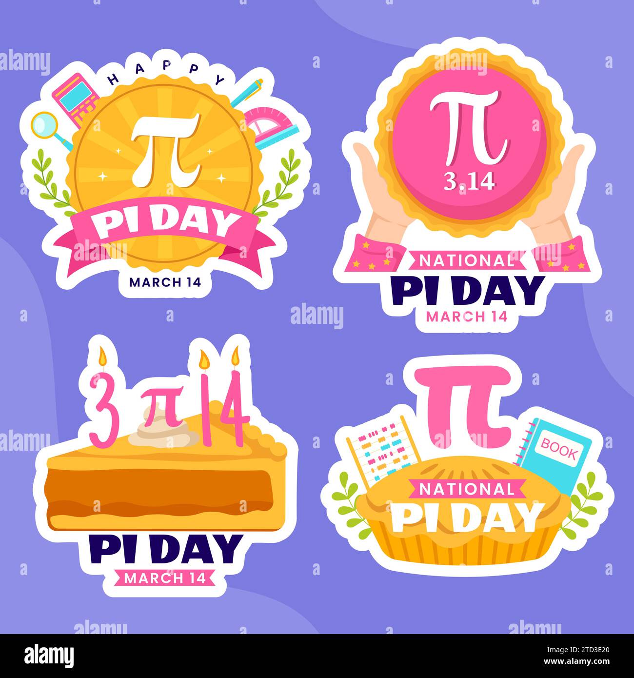 Pi Day Label Flat Cartoon Hand Drawn Templates Background Illustration ...