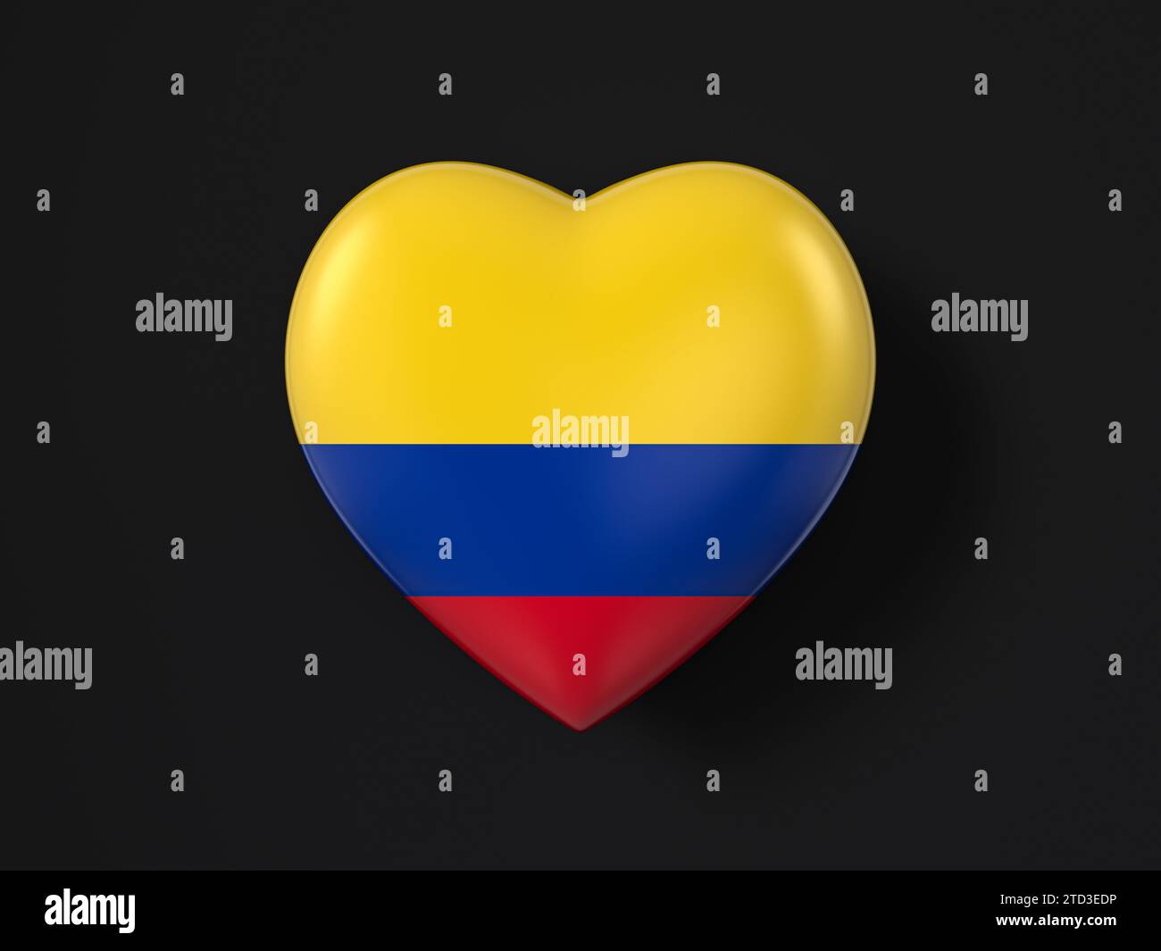 Colombia heart flag on a black background. 3d illustration Stock Photo ...