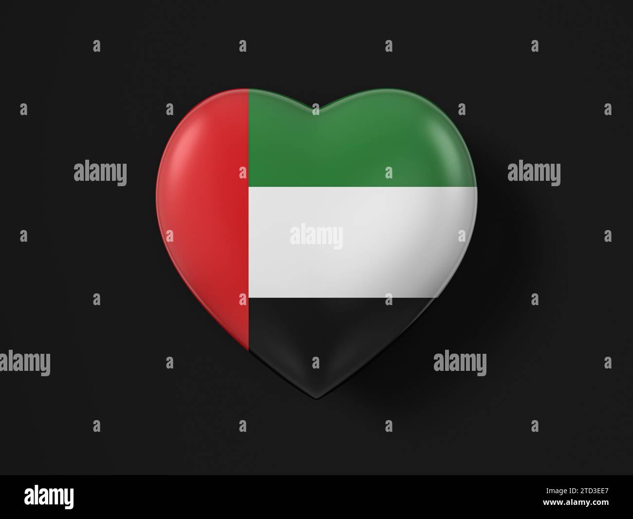 UAE heart flag on a black background. 3d illustration Stock Photo - Alamy