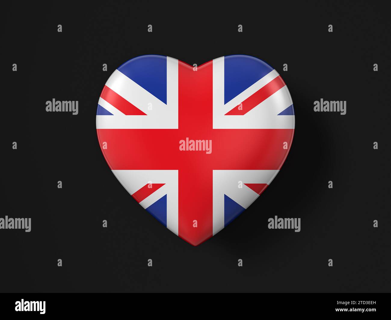 UK heart flag on a black background. 3d illustration Stock Photo - Alamy