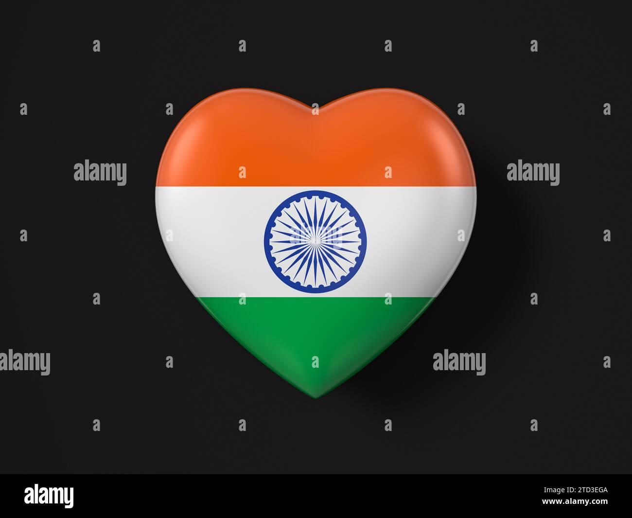 India heart flag on a black background. 3d illustration Stock Photo - Alamy