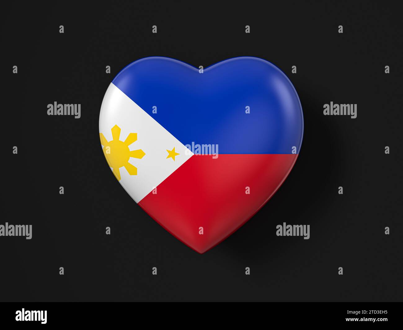 Philippines heart flag on a black background. 3d illustration Stock ...