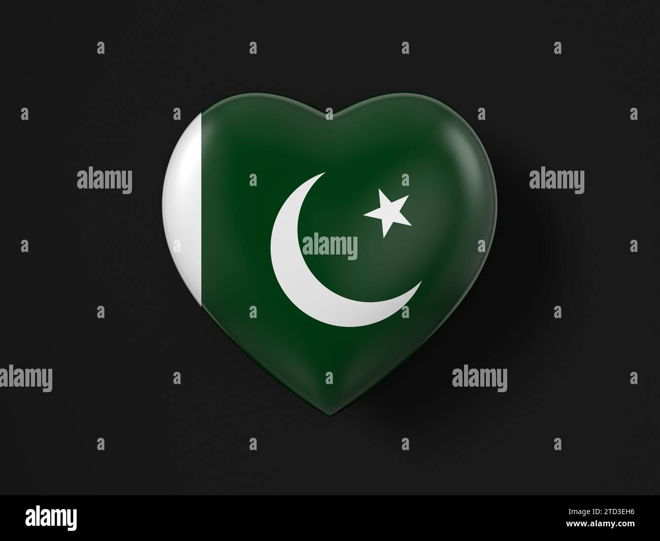 Pakistan heart flag on a black background. 3d illustration Stock Photo ...